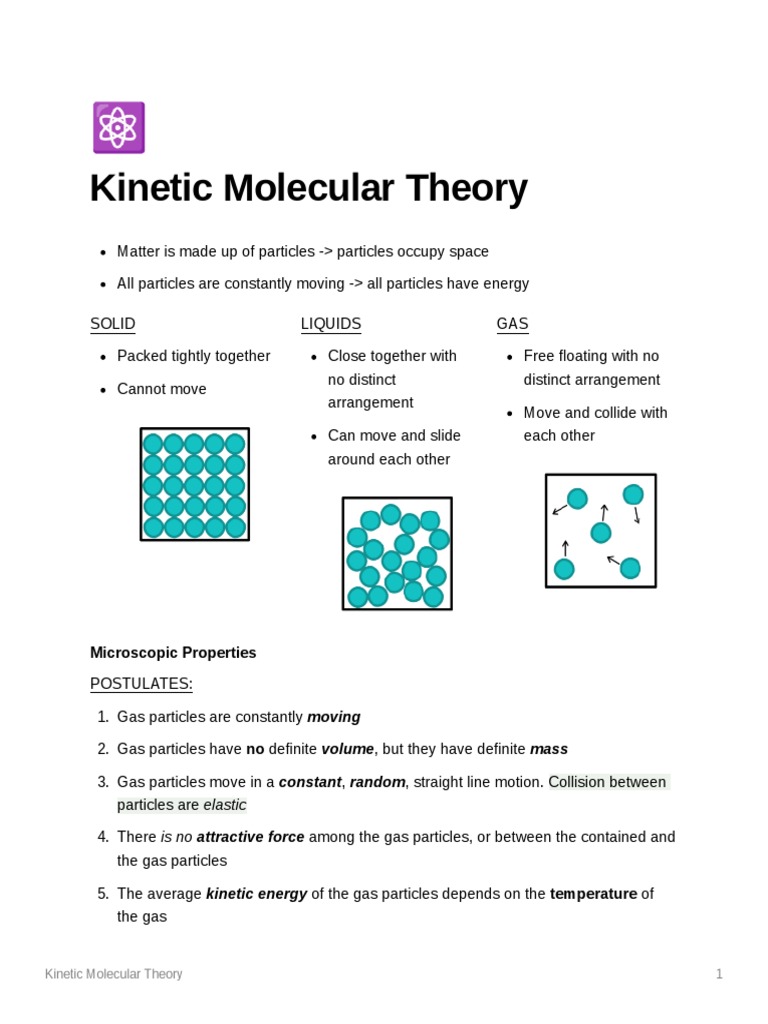Kinetic Molecular Theory | PDF | Gases | Temperature