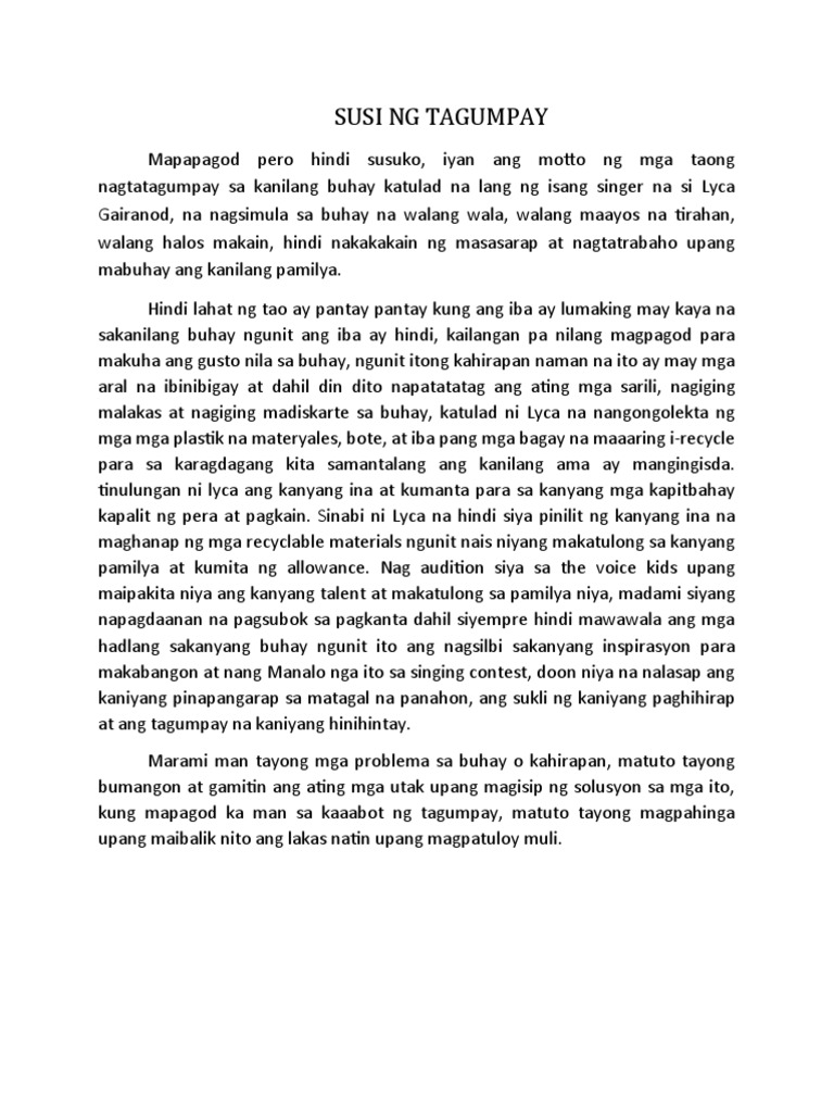 Susi NG Tagumpay | PDF