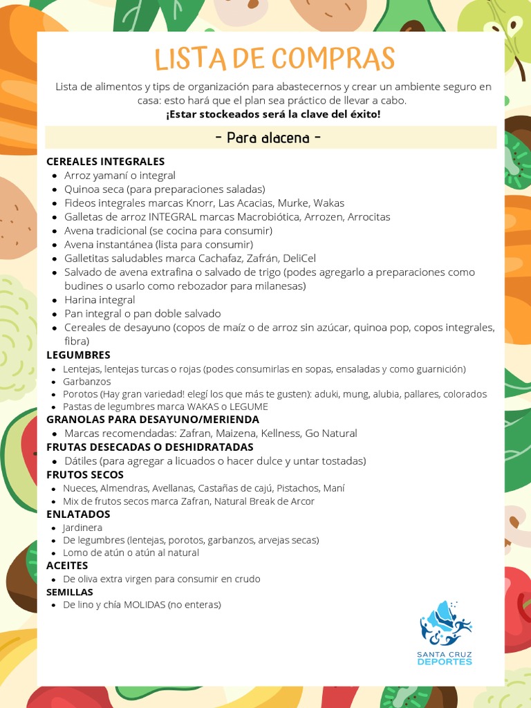 Lista de Compras Saludables y Prácticas | PDF | Alimentos basicos | Cocina