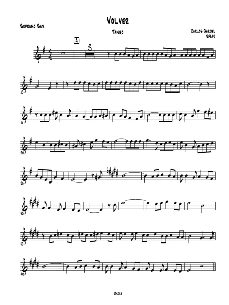 Volver: Soprano Sax Tango | PDF