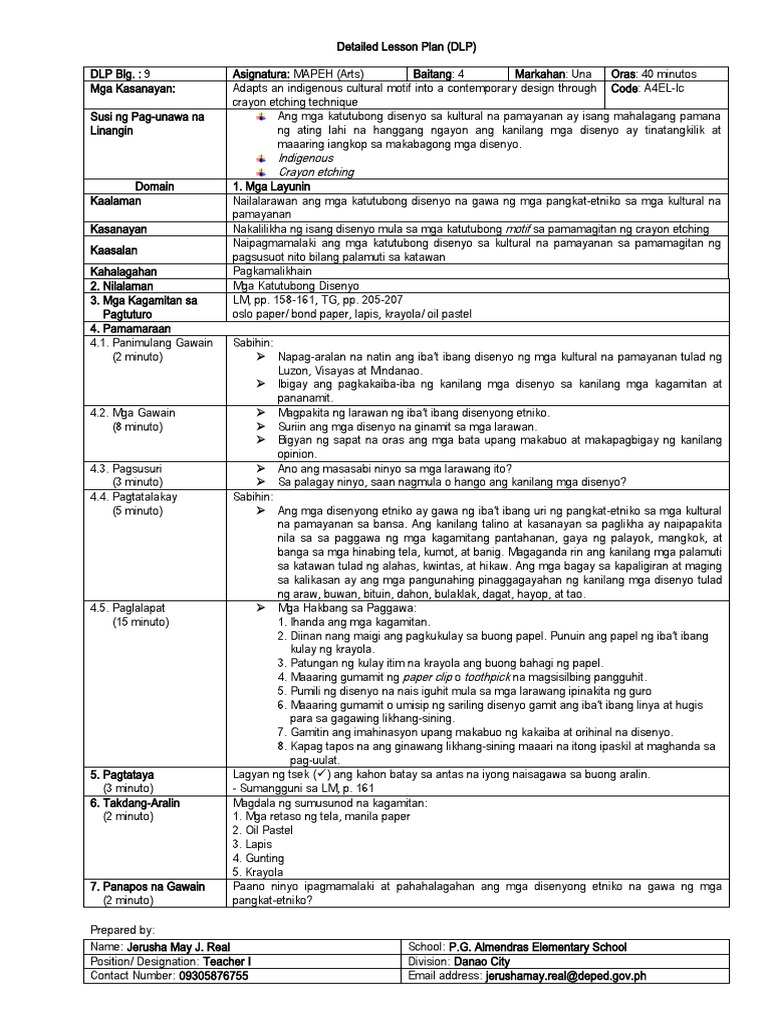 Lesson Plan MAPEH | PDF