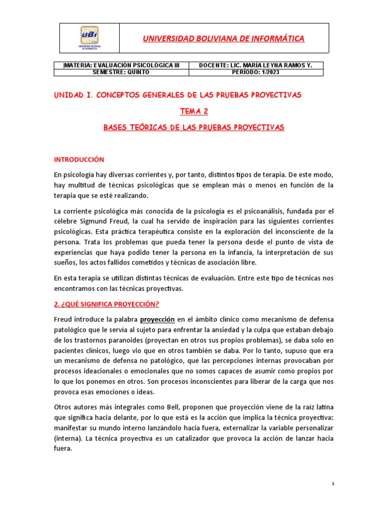 TEMA 2- BASES TEÓRICAS DE LAS PRUEBAS PROYECTIVAS | PDF TEMA 2- BASES TEÓRICAS DE LAS PRUEBAS PROYECTIVAS | PDF