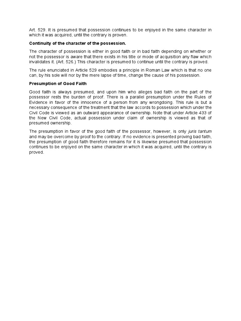 Continuity of Character of Possession | PDF