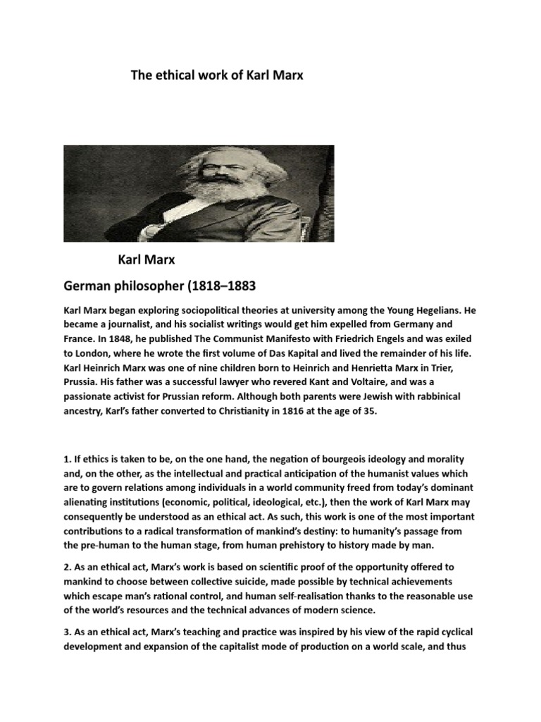 The Ethical Work of Karl Marx | PDF | Karl Marx | Materialism