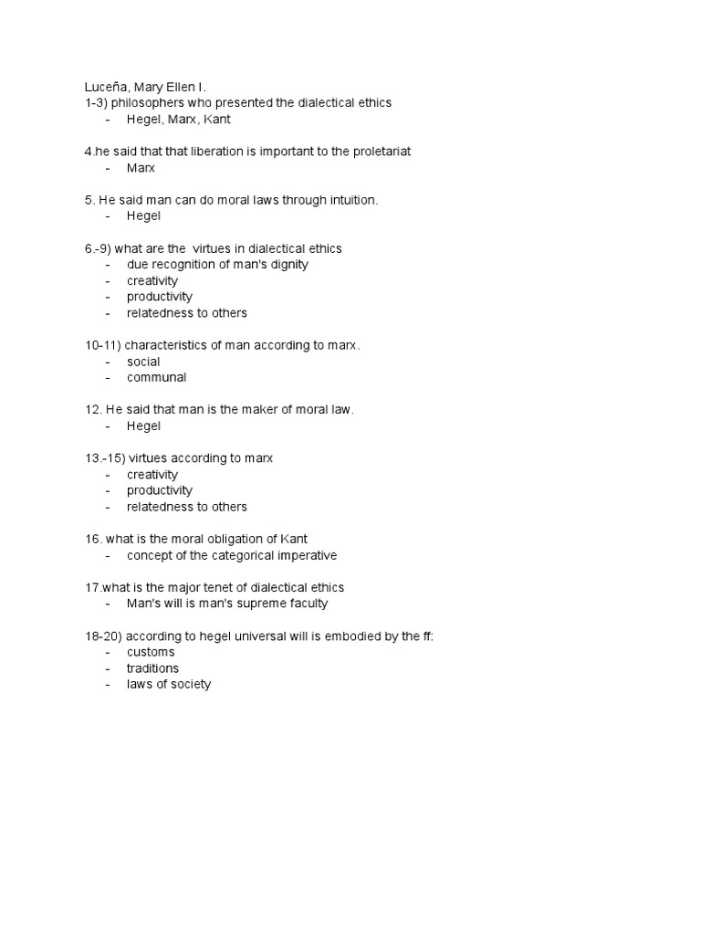 Dialectical Ethics: Key Philosophers & Concepts | PDF