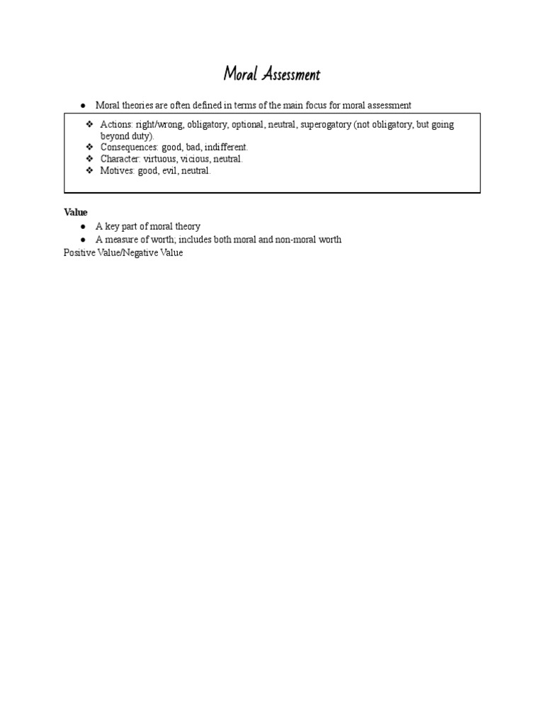 Moral Assessment: Value | PDF