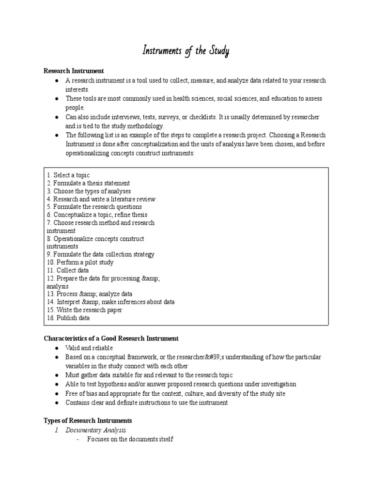 Inquiries - Capstone - Research Instruments | PDF | Validity ...