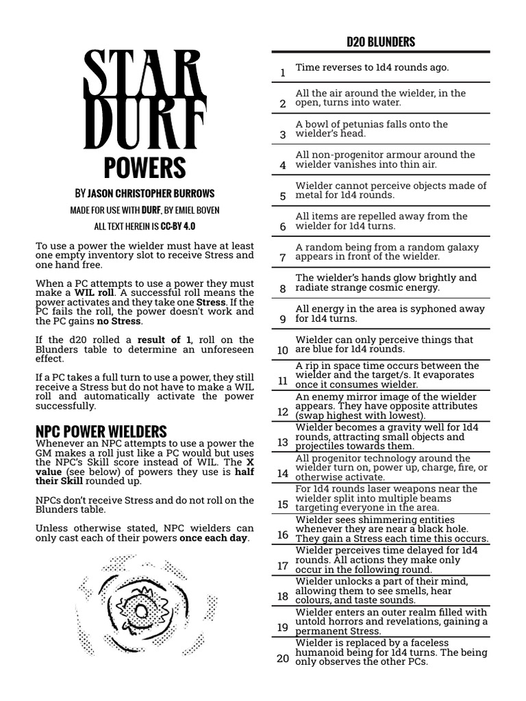 STAR DURF - Powers | PDF