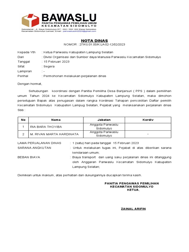 2 NOTA DINAS & ST PJ Desa | PDF