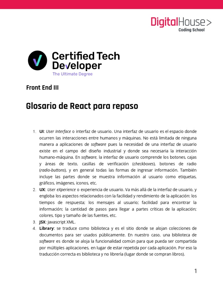 Glosario de React para Repaso | PDF
