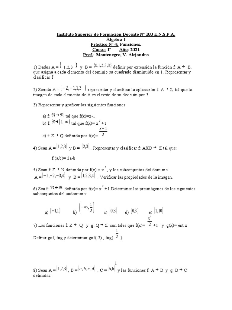 TP 4 Algebra I | PDF | Función (Matemáticas) | Objetos matemáticos