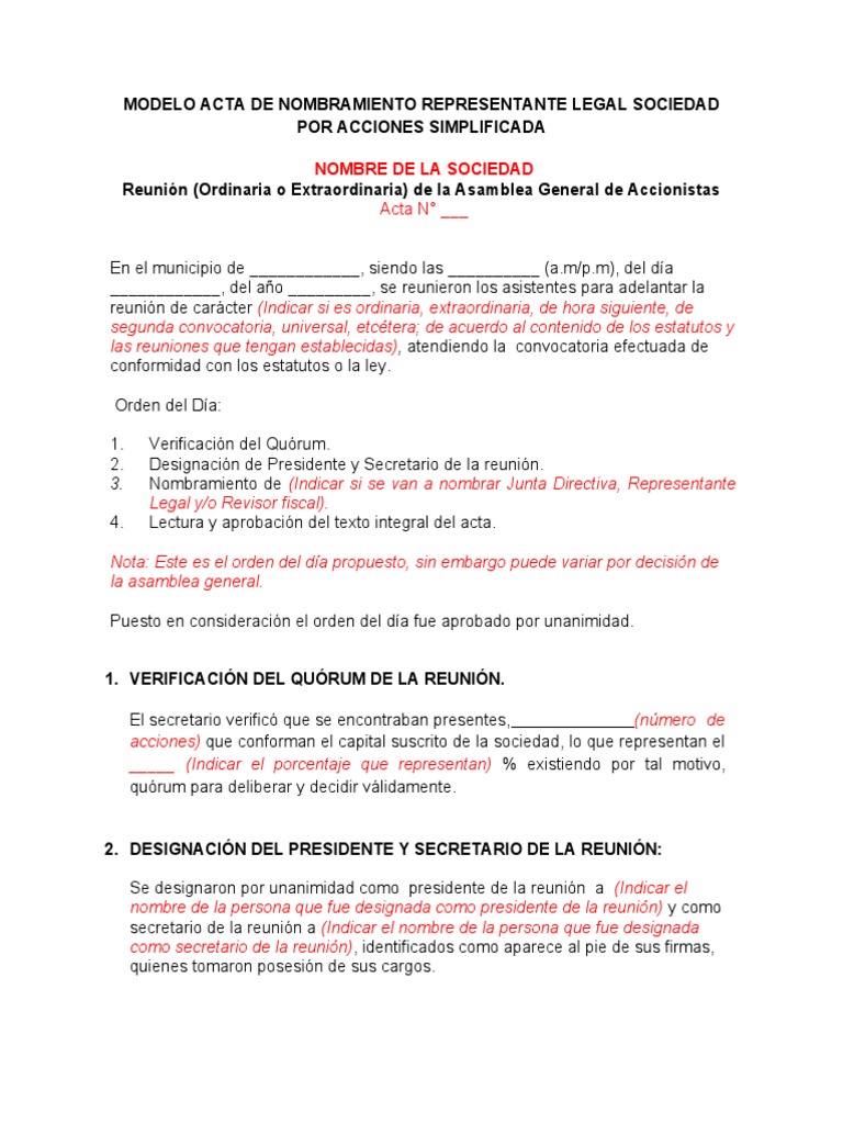 3modelo de Acta para Nombramientos de Organos de Administracion RPM | PDF | Gobierno