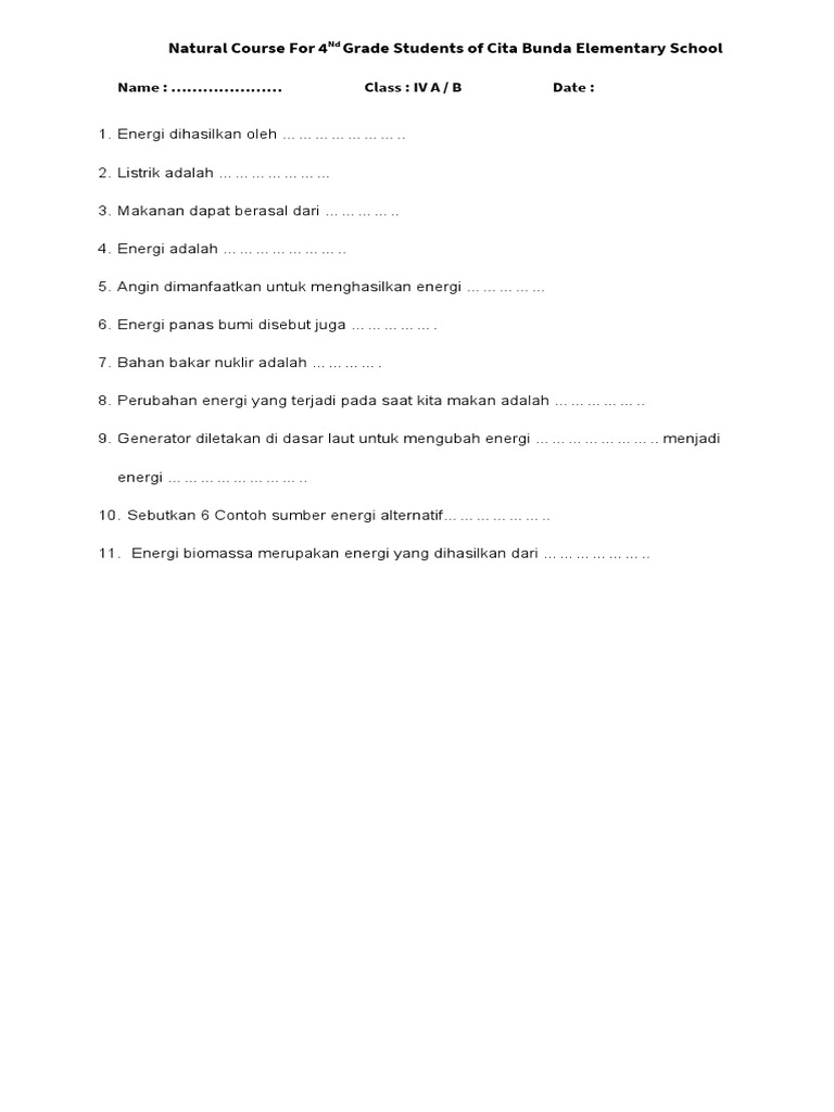 Soal Natural Kelas 4 2023 | PDF