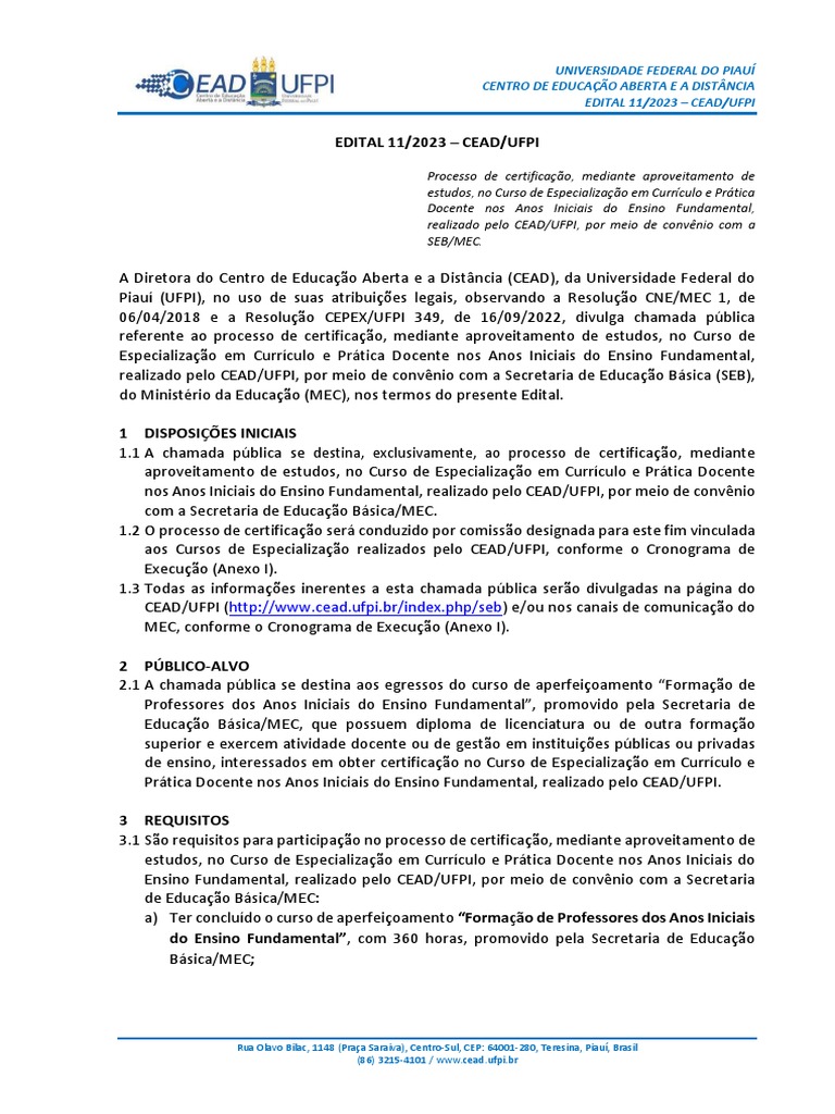Edital 11/2023 - Cead/ufpi | PDF