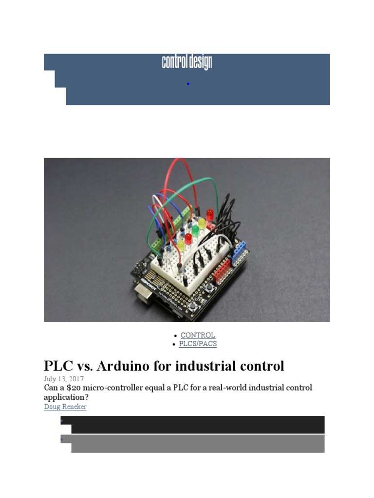 PLC vs. Arduino For Industrial Control | PDF | Programmable Logic Controller | Power Supply