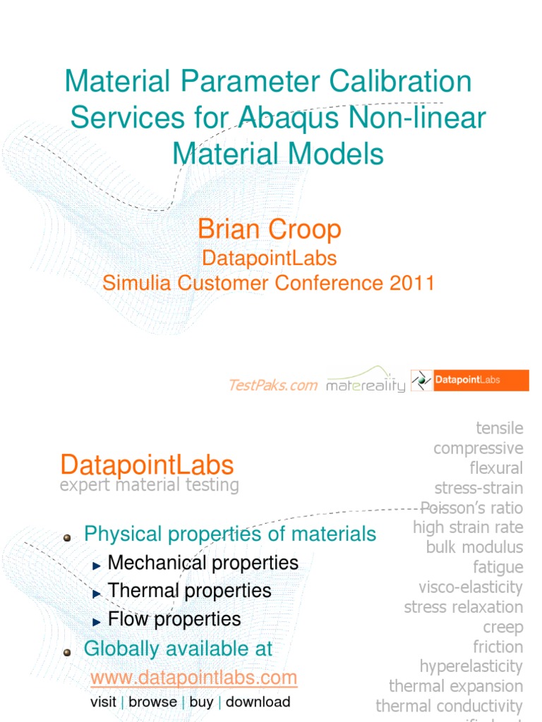 Material Parameter Calibration Services For Abaqus Non-Linear Material Models | PDF