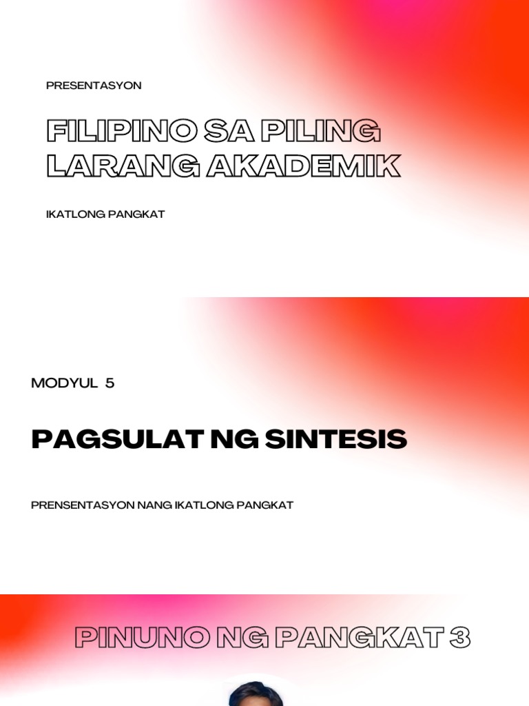 Filipino Sa Piling Larang Akademik: Presentasyon | PDF