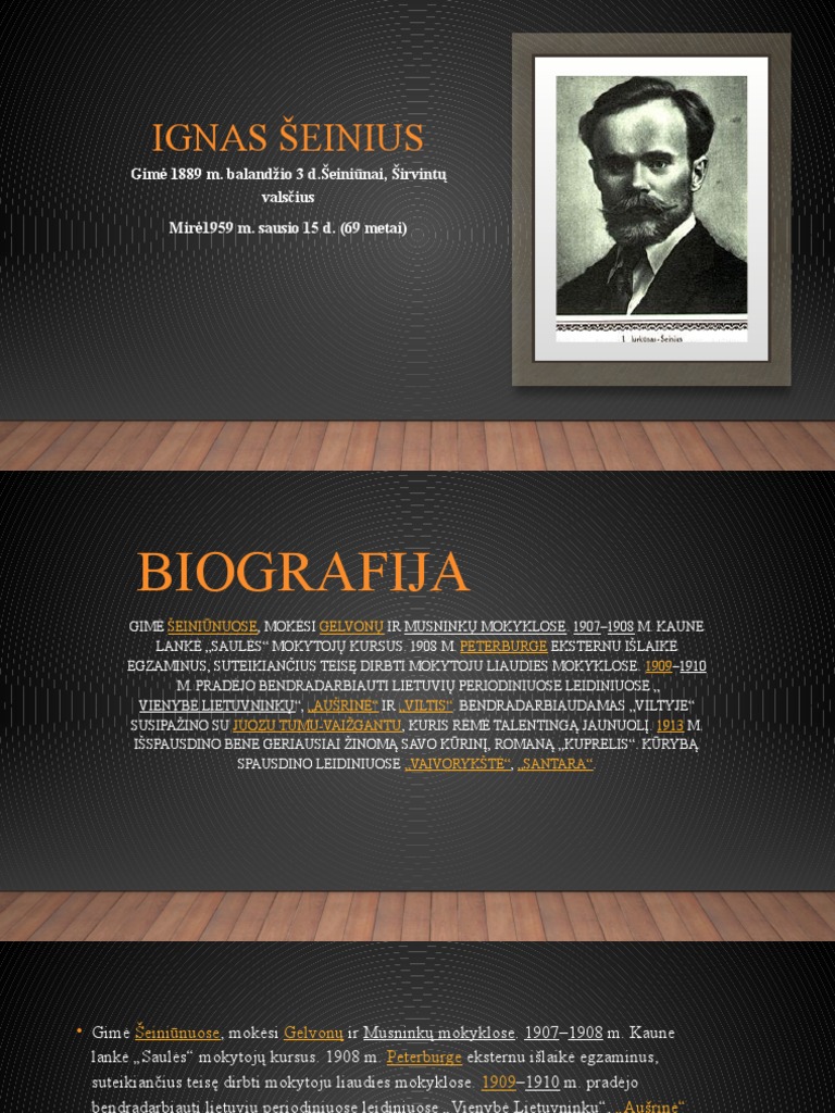 Ignas Šeinius: Gimė 1889 M. Balandžio 3 D.šeiniūnai, Širvintų Valsčius ...