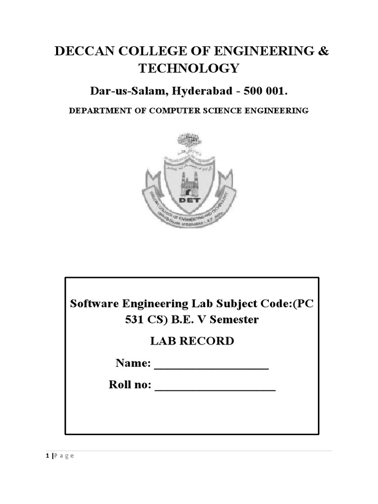 Deccan College Engineering Lab Record Software Project | PDF ...