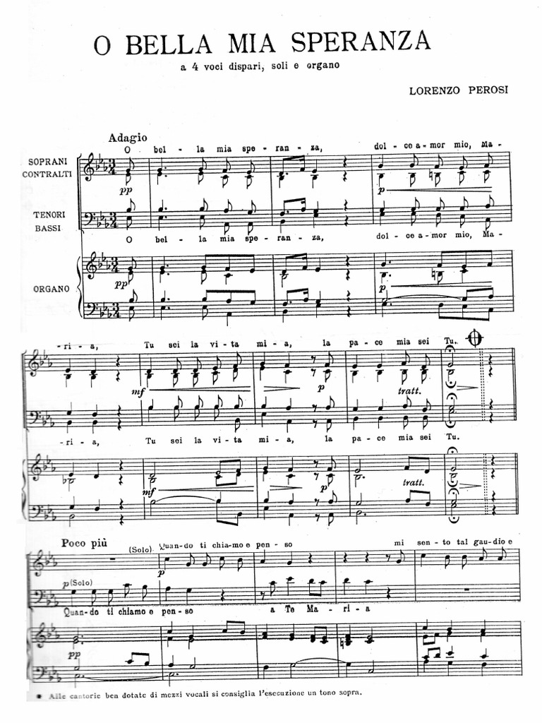 O Bella Mia Speranza - L. Perosi | PDF