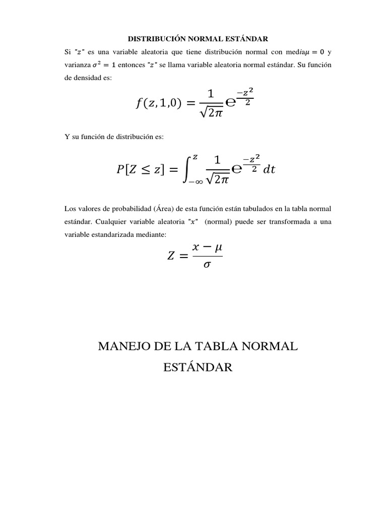 Distribución Normal Estándar | PDF | Distribución normal | Funciones y ...