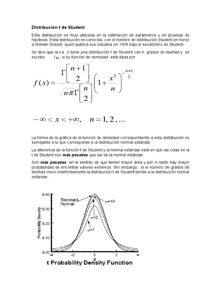 Distribución T de Student y Chi Cuadrada | PDF | Distribución normal | Distribución de probabilidad