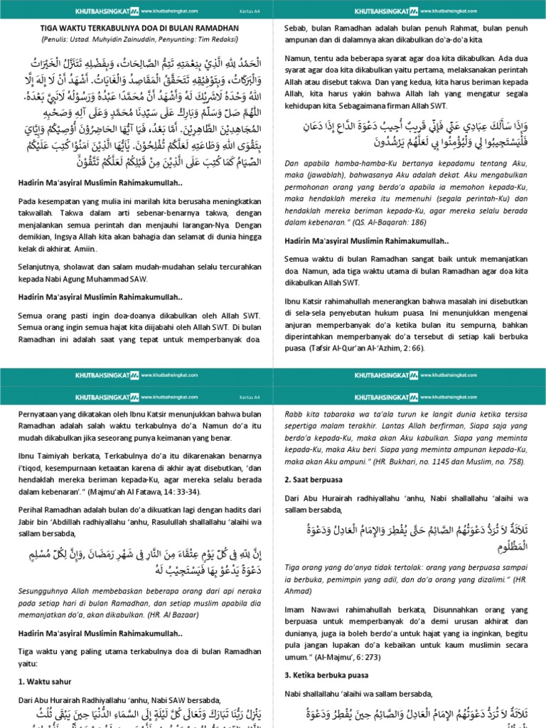 Penulis: Ustad. Muhyidin Zainuddin, Penyunting: Tim Redaksi | PDF