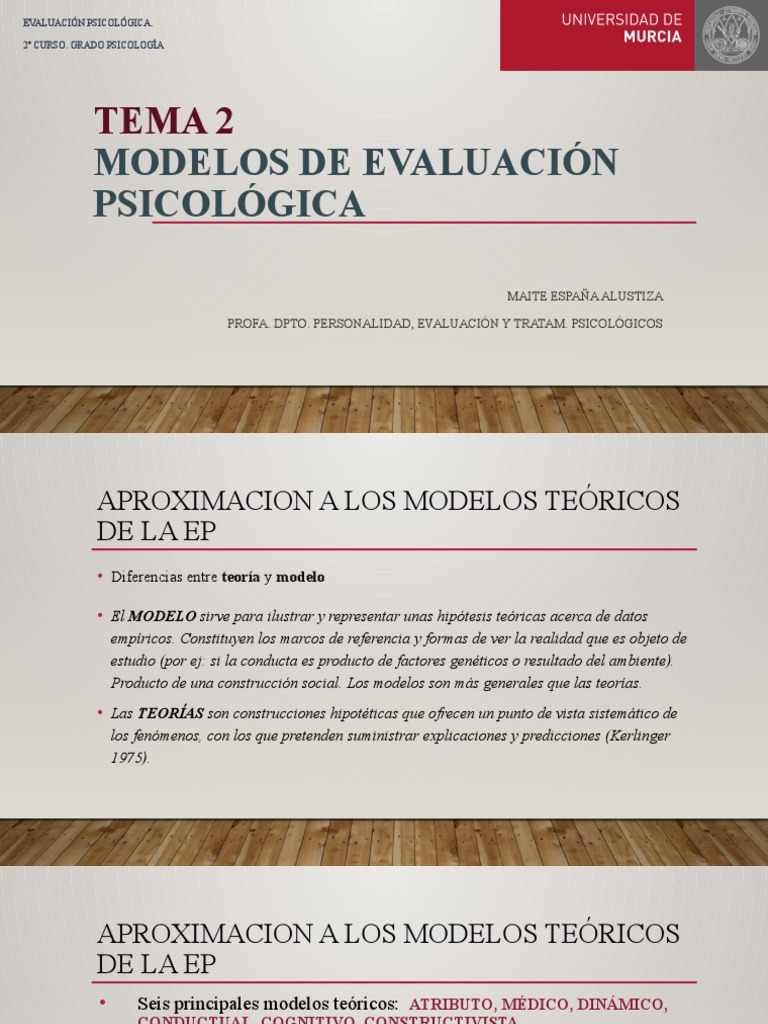 Tema 2. Modelos de Evaluación Pscológica | PDF | Sicología | Comportamiento