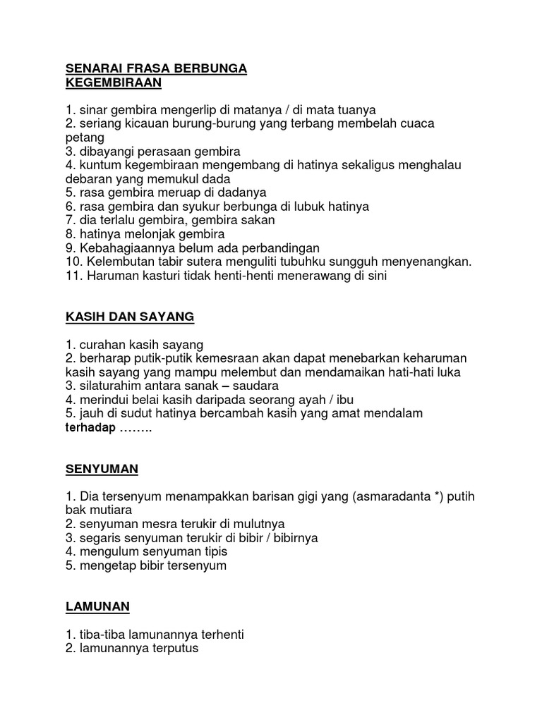 Frasa Berbunga: Emosi dan Perasaan | PDF | Puisi