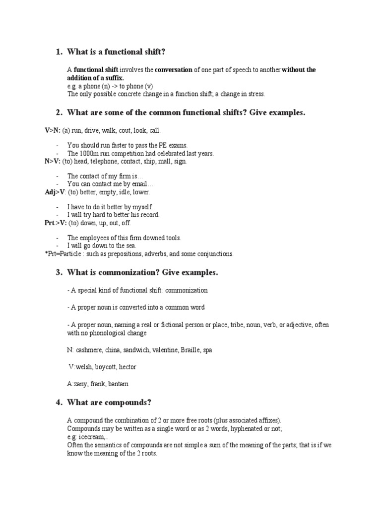 What Is A Functional Shift?: Addition of A Suffix | PDF | Word | Noun