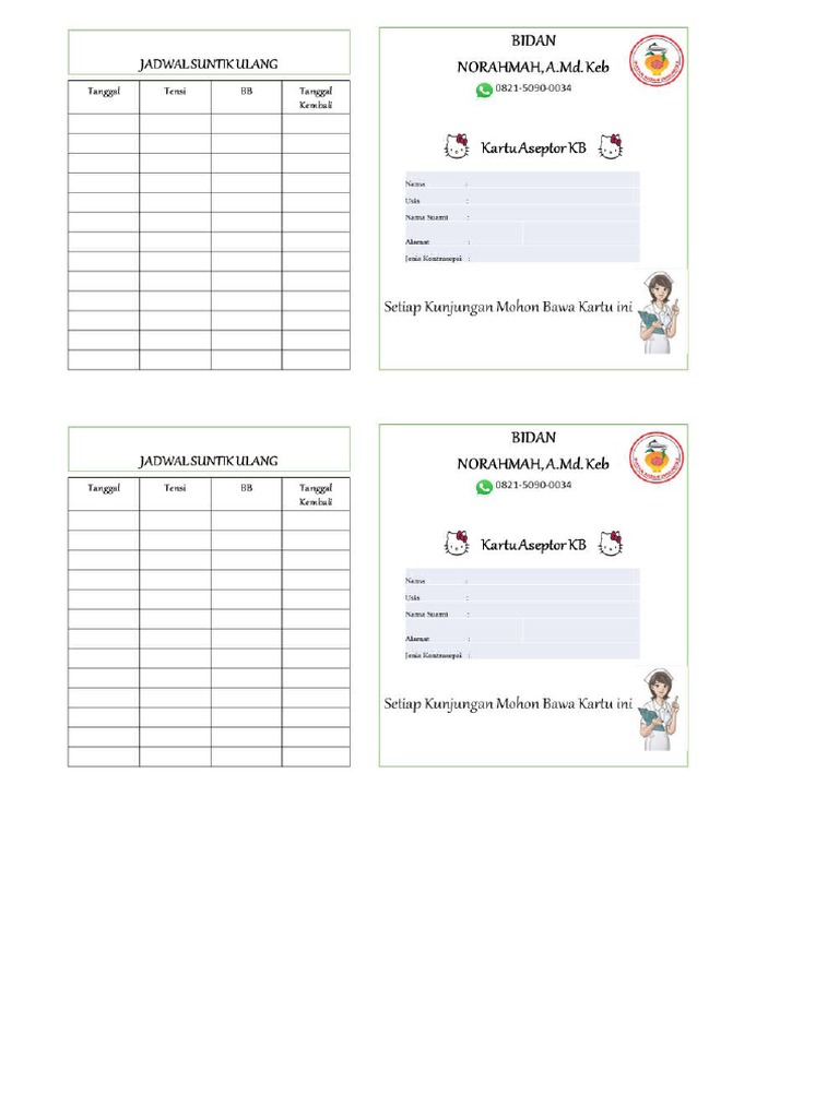 Kartu Akseptor KB | PDF