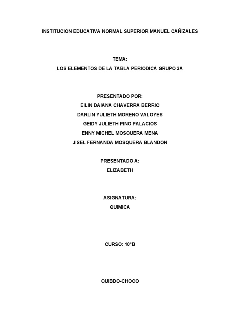 Elementos Grupo 3A | PDF | Aluminio | Boro