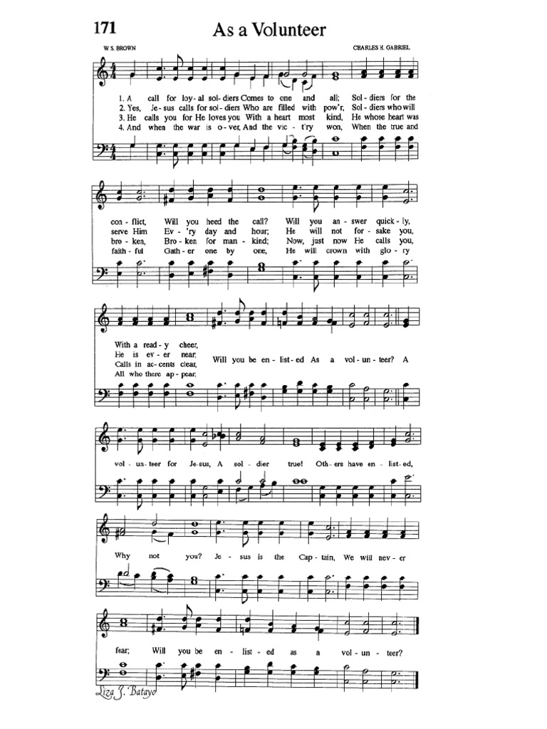 As A Volunteer - Hymn | PDF