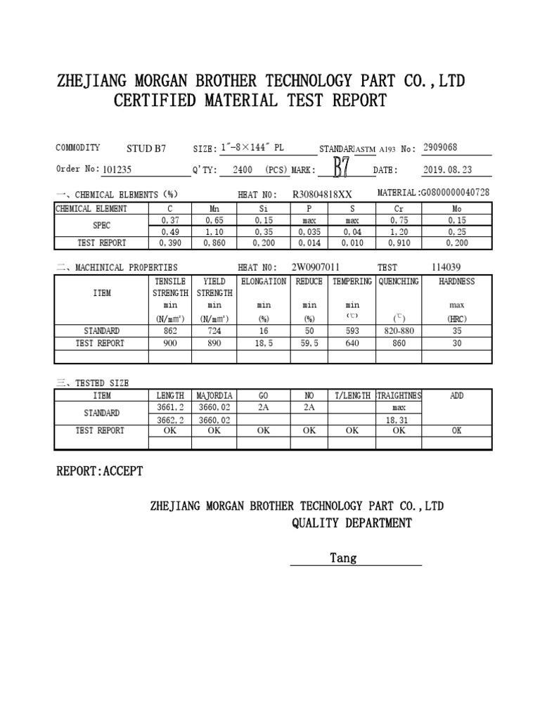 Barra Astm A193 Grado B7 1 | PDF