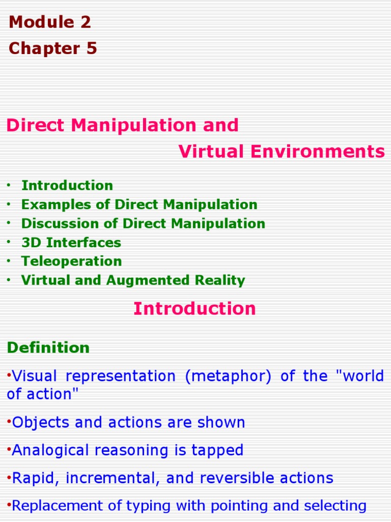 Direct Manipulation and Virtual Environments | PDF | Augmented Reality ...