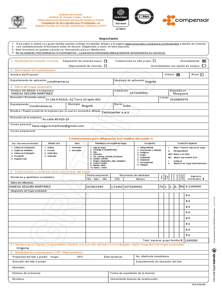 1073240902-Formulario Subsidio de Vivienda - Encrypted - Compensar ...