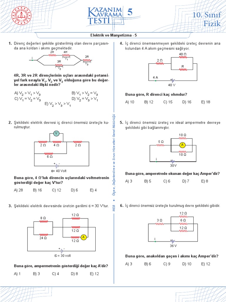 Sınıf Fizik Fizik: 2R 4R 3R 2R V V V | PDF