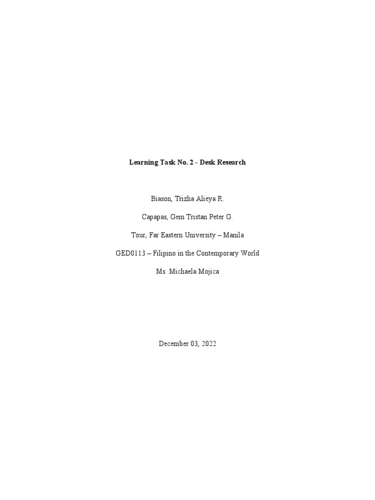 Learning Task No. 2 - Desk Research | PDF | Freedom Of The Press | Democracy