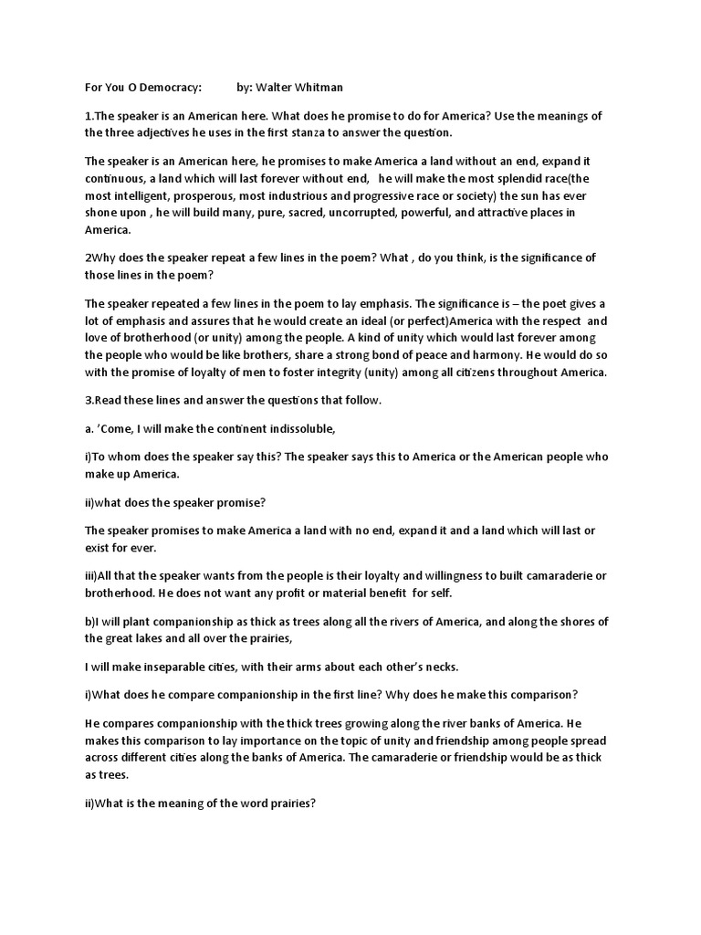 For You O Democracy | PDF