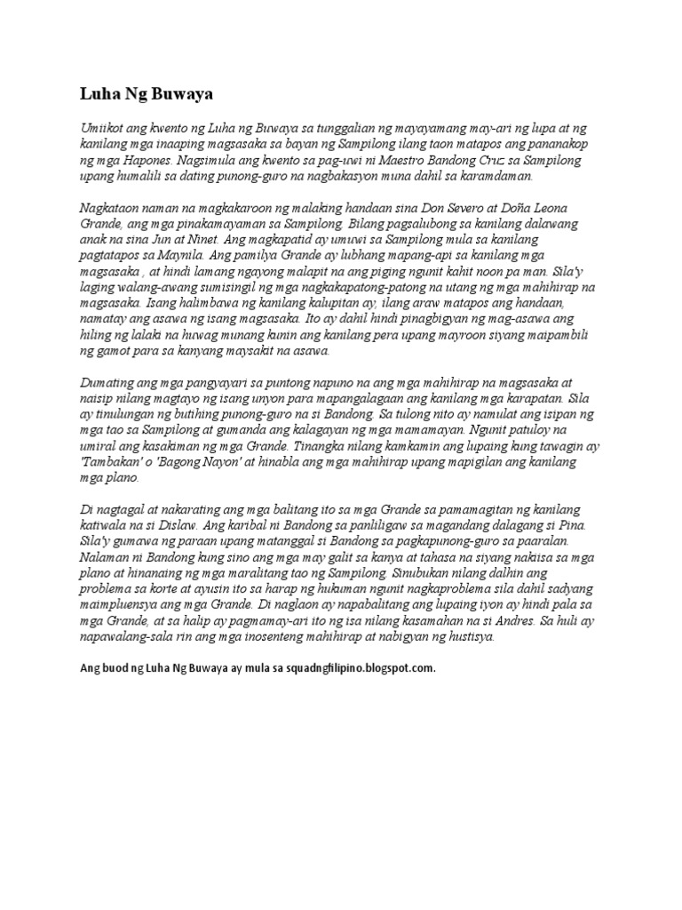 Luha NG Buwaya Buod | PDF
