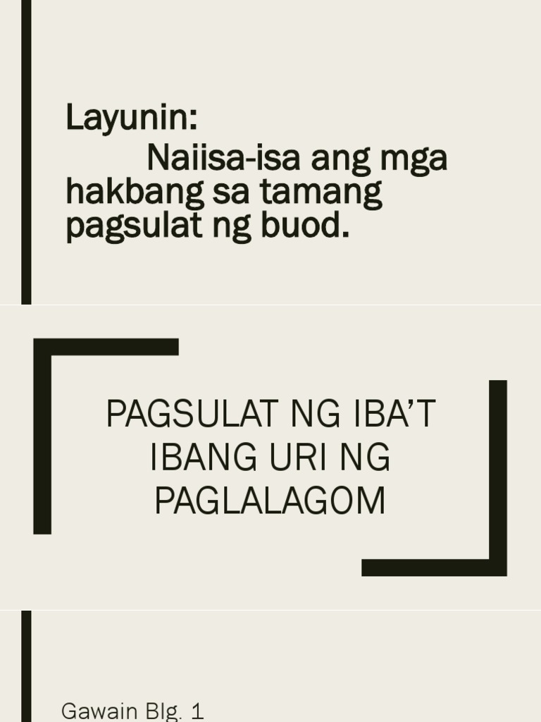 Layunin: Naiisa-Isa Ang Mga Hakbang Sa Tamang Pagsulat NG Buod | PDF