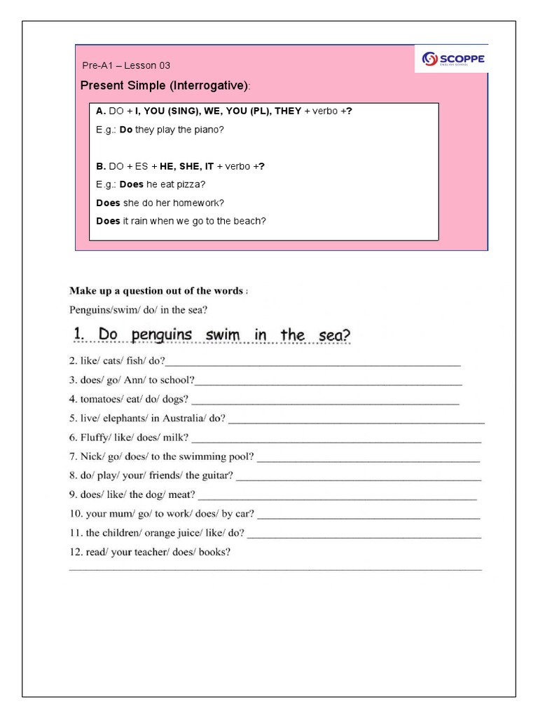 Lesson 03 Present Simple Interr | PDF Lesson 03 Present Simple Interr | PDF
