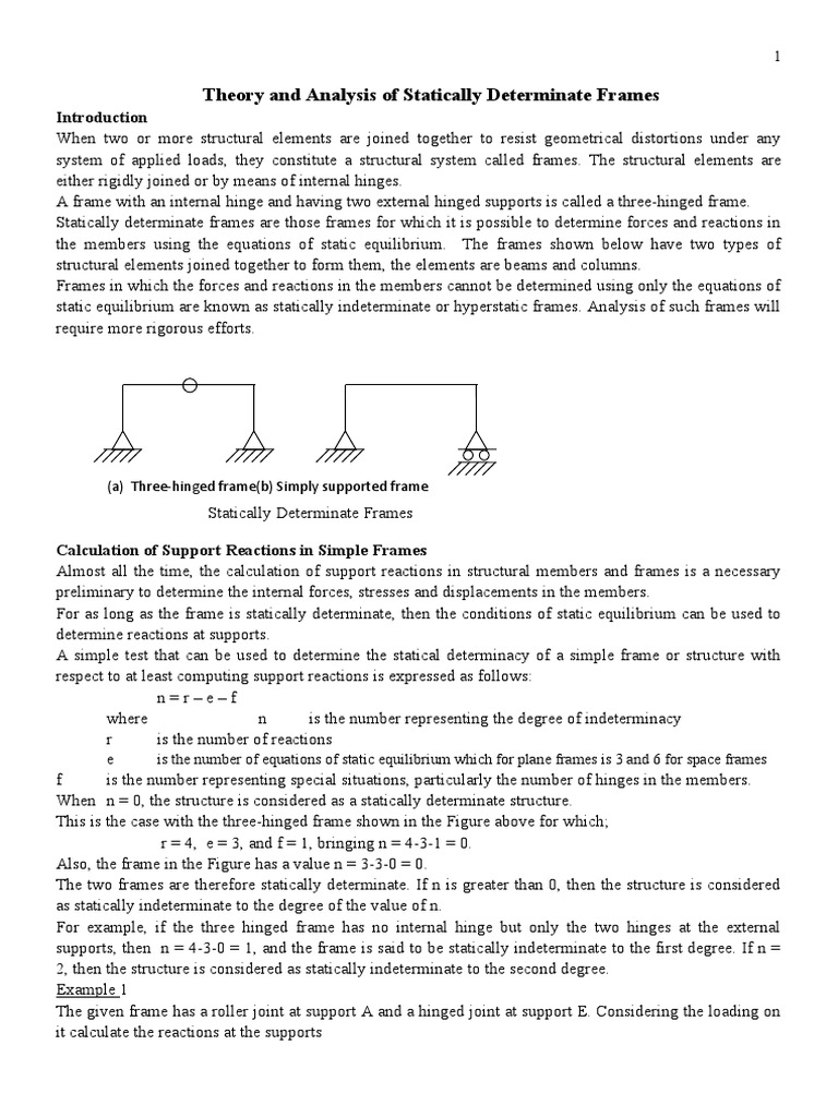 Analysis of Statically Determinate Frames | PDF | Force | Classical ...
