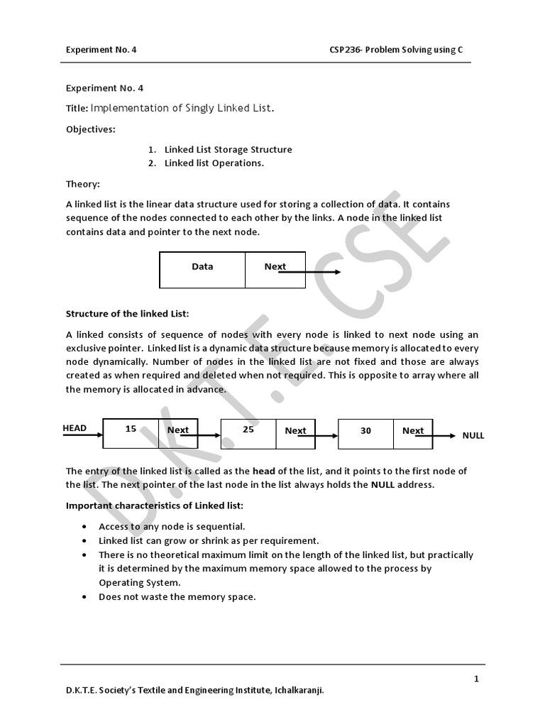 Exp4 Linked List Pdf Pointer Computer Programming Computer Data 8170
