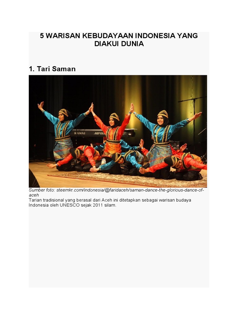 5 Warisan Kebudayaan Indonesia Yang Diakui Dunia | PDF | Ilmu Sosial