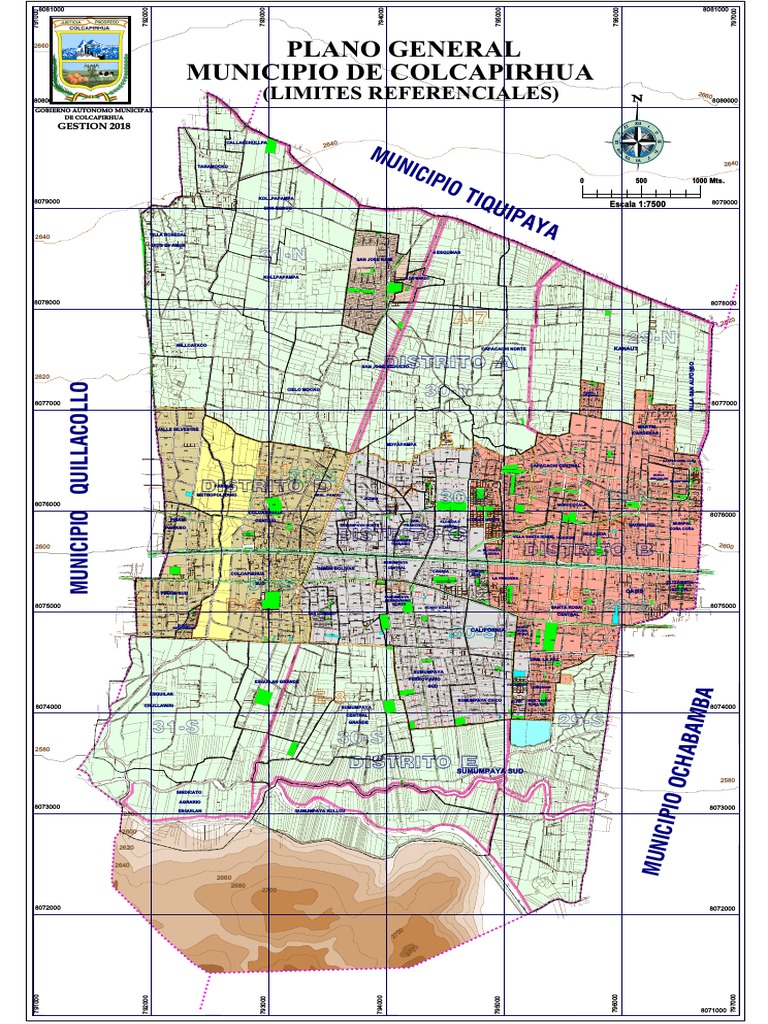 Municipio Tiquipaya: Municipio de Colcapirhua Plano General | PDF