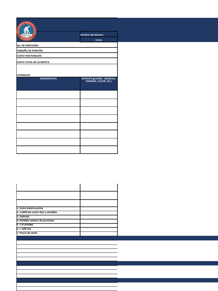Formato de Receta ESTANDAR | PDF