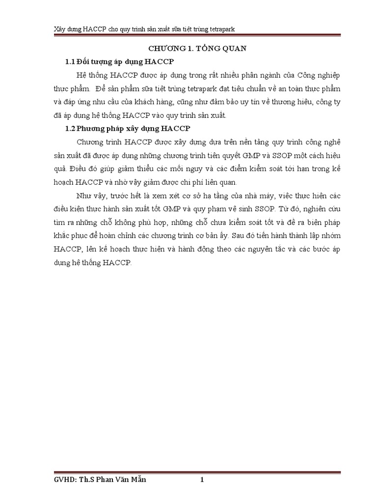 (123doc) - Xay-Dung-Haccp-Cho-Quy-Trinh-San-Xuat-Sua-Tiet-Trung-Tetrapark | PDF