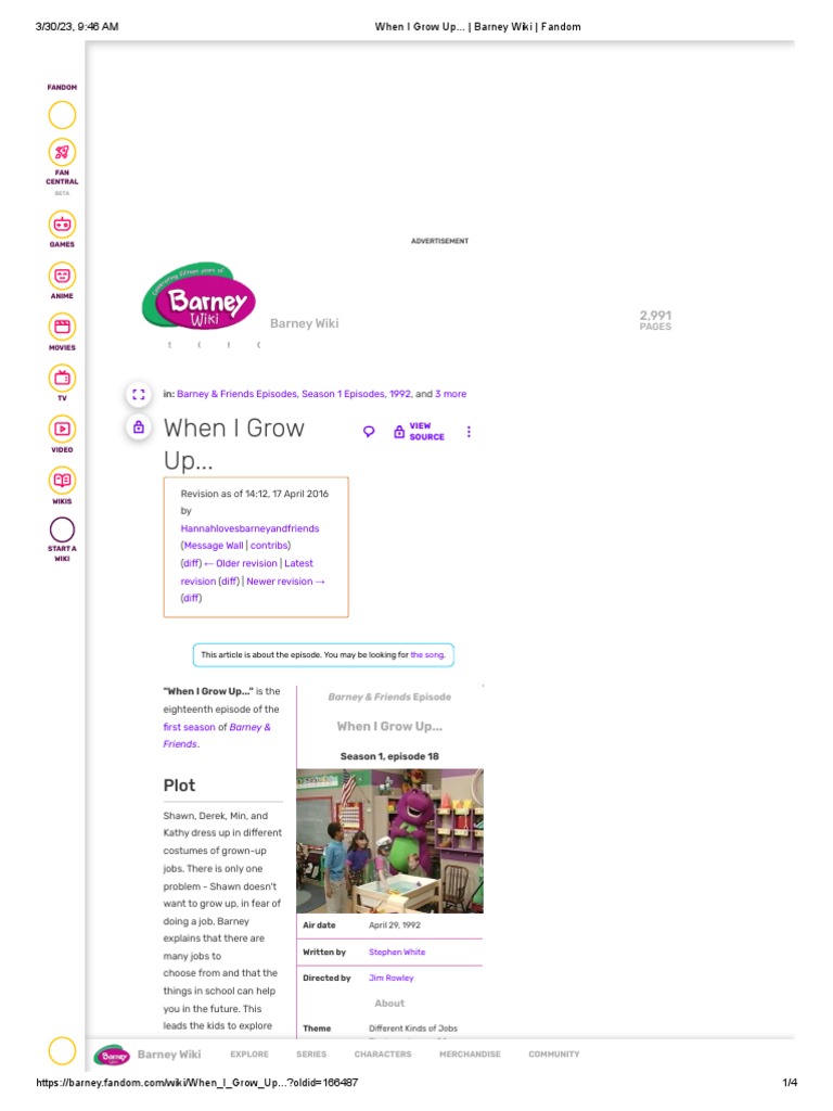 When I Grow Up... - Barney Wiki - Fandom | PDF | Fandom