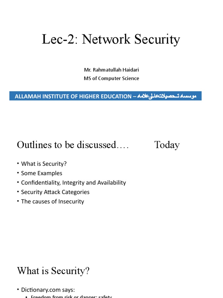 Lec-2 Network Security | PDF | Information Security | Security Lec-2 Network Security | PDF | Information Security | Security